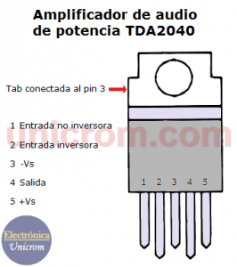 Amplificador de audio 12W con TDA2040 - Electrónica Unicrom