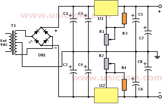 Fuente de voltaje variable de doble polaridad - Electrónica Unicrom