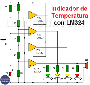 Indicador de Temperatura con LM324 (C. impreso) - Electrónica Unicrom